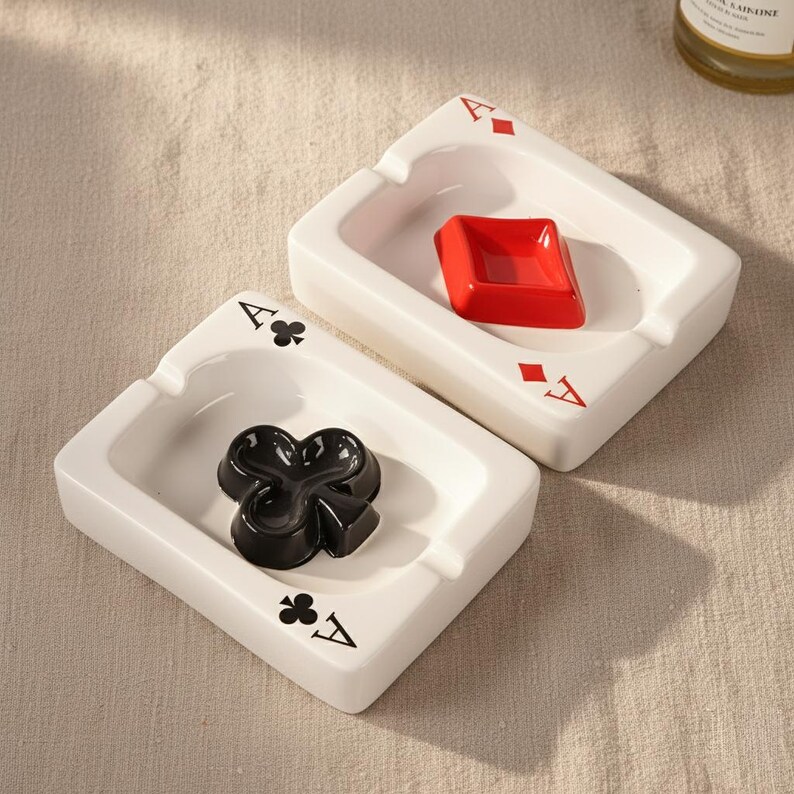 Ace Card Ceramic Ashtray: Poker Night Decor, Smoker Gift - Etsy