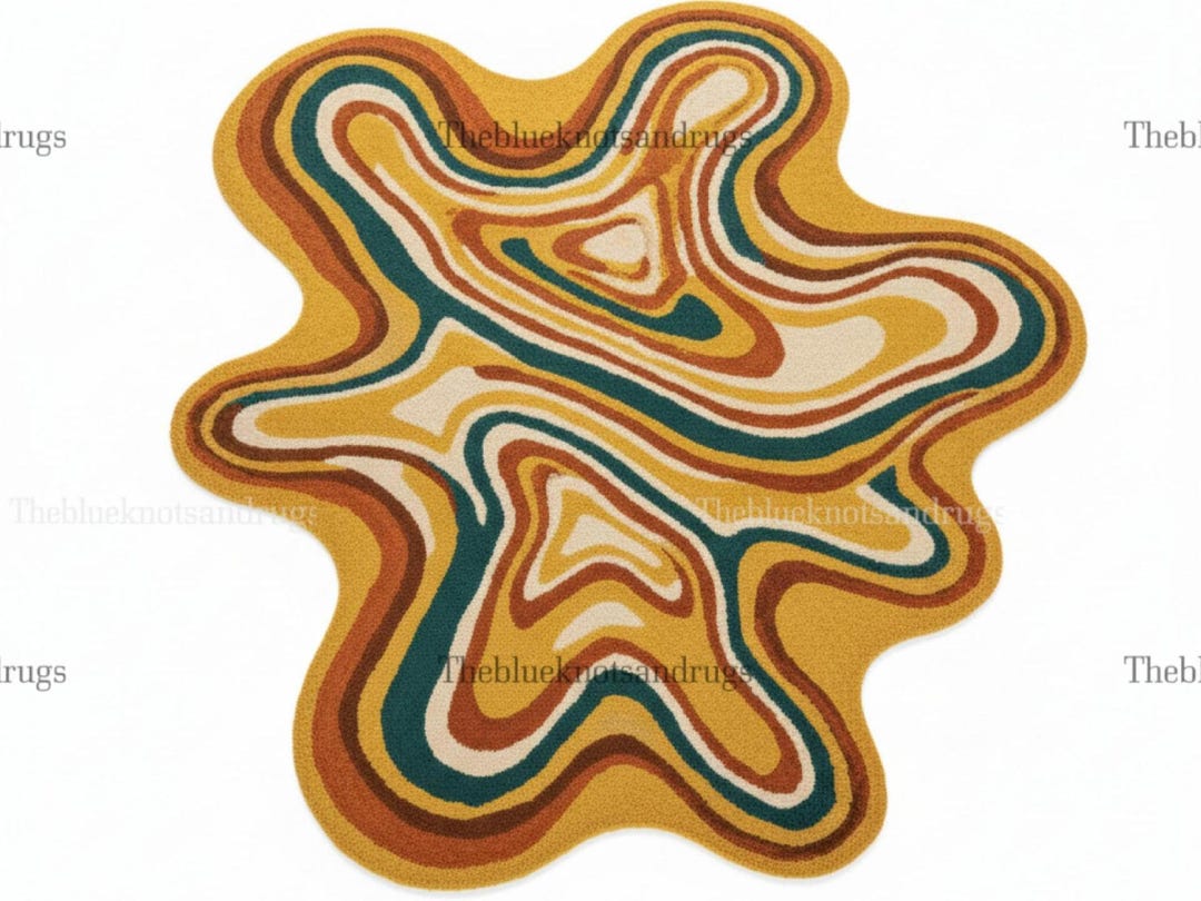 Irregular Shape Rug Wavy Pattern: Hand Tufted Soft Wool 8x10 Carpet - Etsy
