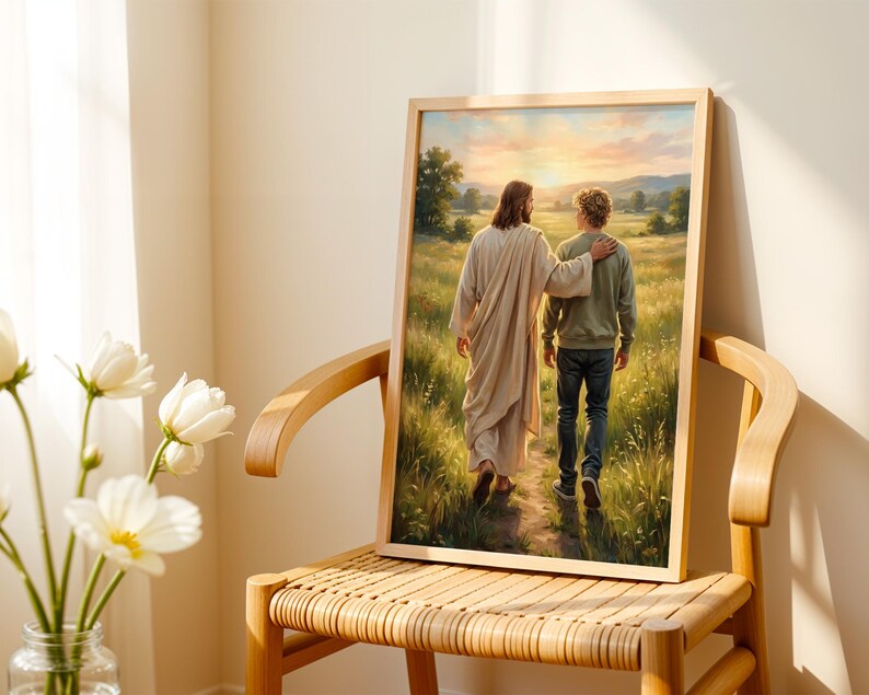 LDS Youth Theme, Jesus Walking With Young Man, Printable Pastoral Scene ...