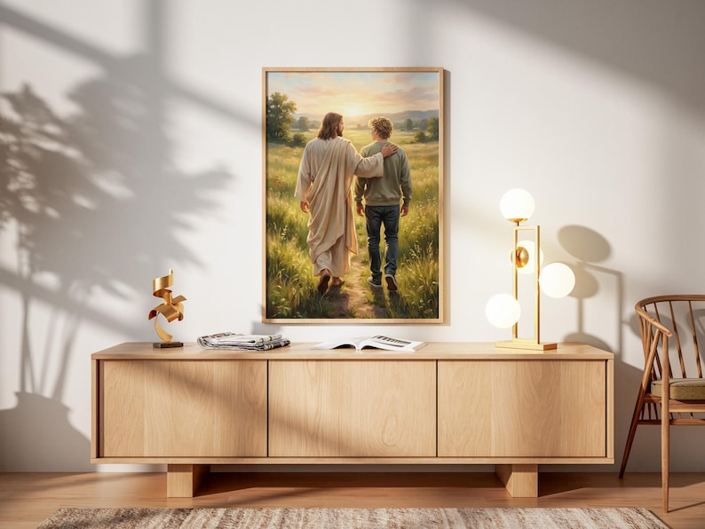 LDS Youth Theme, Jesus Walking With Young Man, Printable Pastoral Scene ...