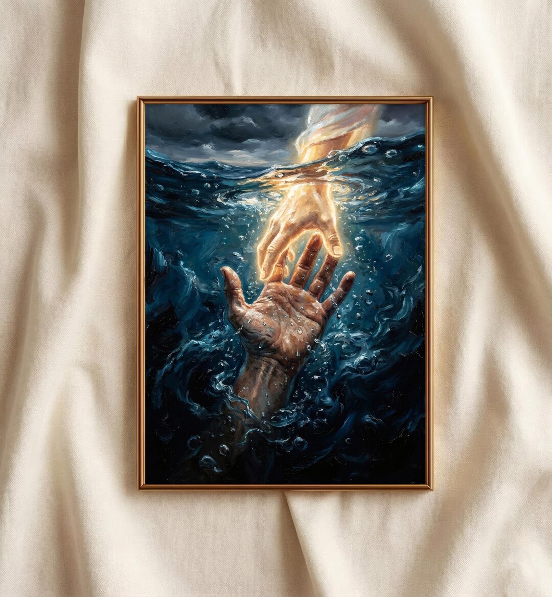 Jesus Christ Reaching Hand Wall Art, Picture of Jesus Saves Peter ...