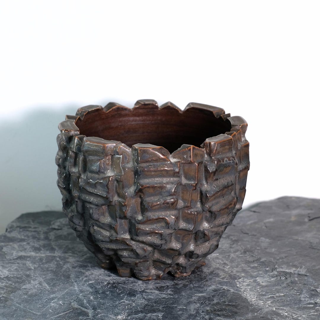 Handsculpted "samurai Armor" Ceramic Planter Pot — Ø15cm,ideal for ...