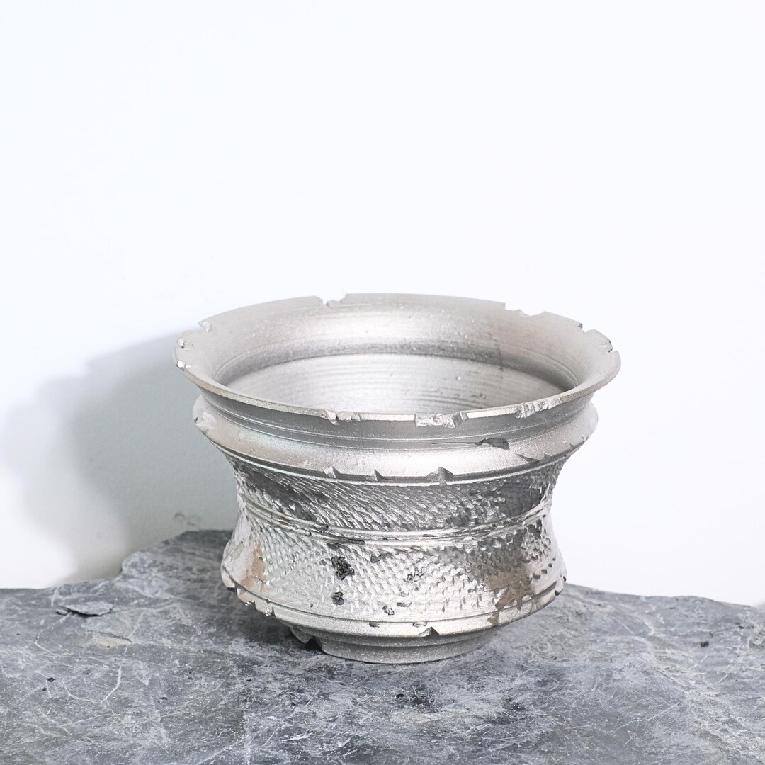 Hand-carved Silver Ceramic Pot —Ø11cm,ideal for Ariocarpus, Copiapoa ...