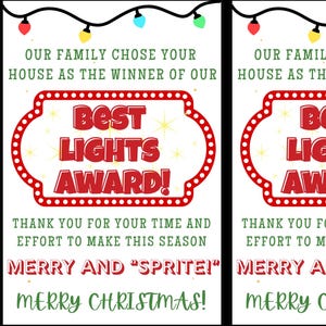 Printable Christmas Light Award Tags • Family Holiday Activity (instant ...