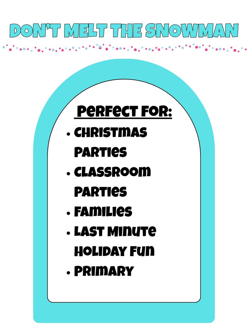 Don't Melt the Snowman Game | Winter Printable (PDF) - Etsy