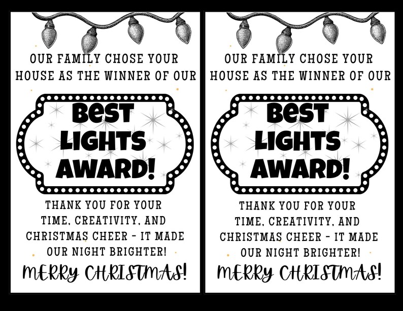Printable Christmas Light Award Tags • Family Holiday Activity (instant ...
