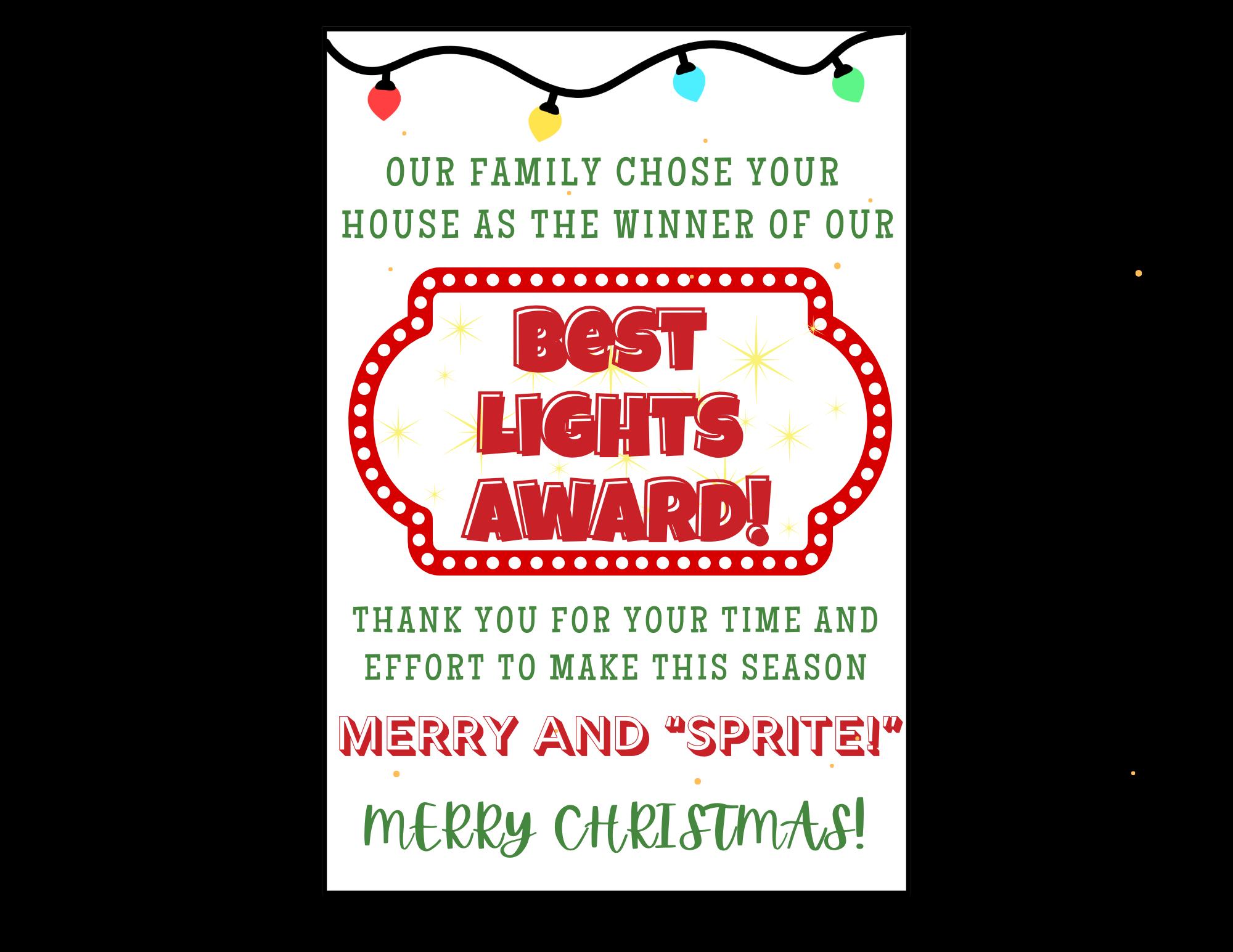 Printable Christmas Light Award Tags • Family Holiday Activity (instant ...