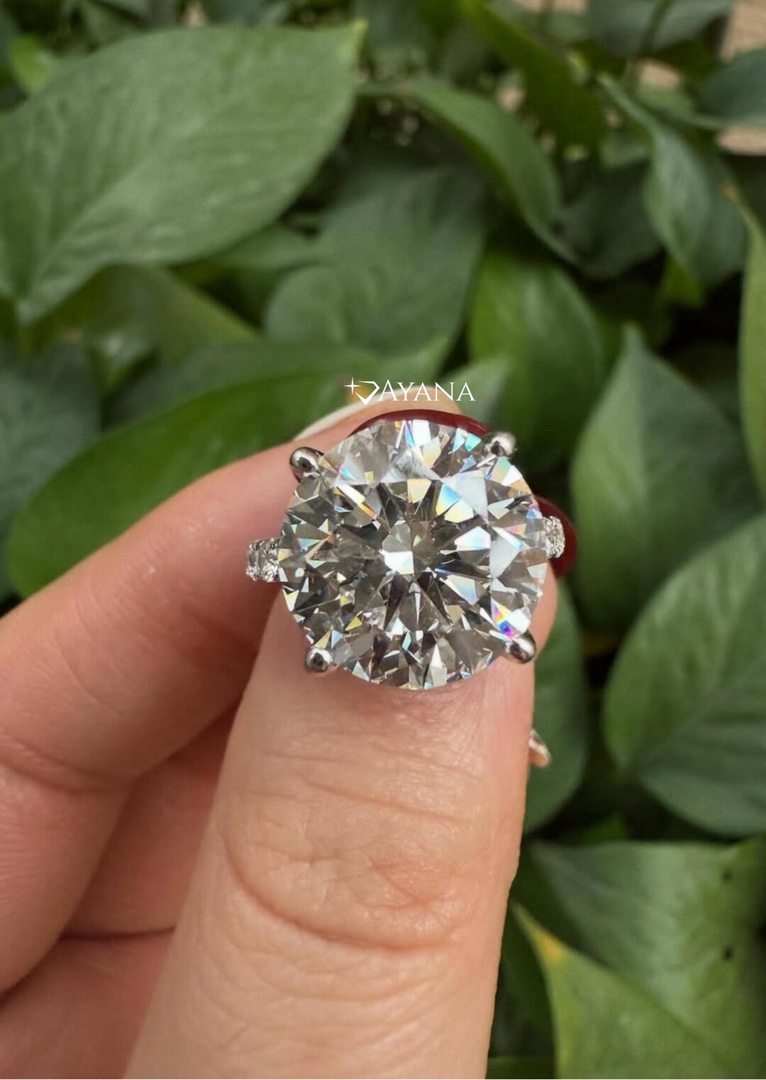 Classic 5.00CT Round Cut Engagement Ring, Round Accent Pave Setting ...