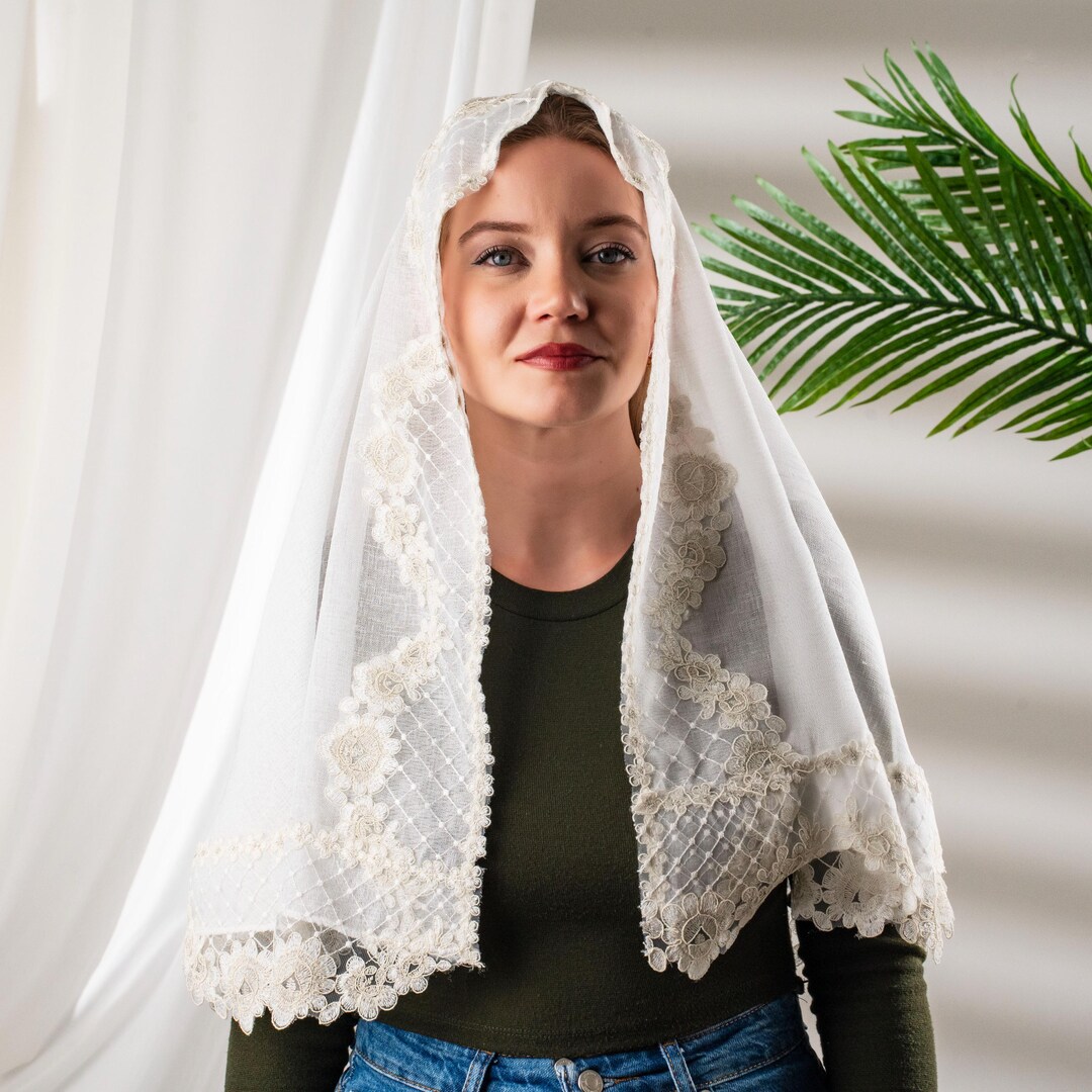 Linen Veil, Catholic Mantilla Veil, Catholic Mantilla, Latin Mass Veil ...