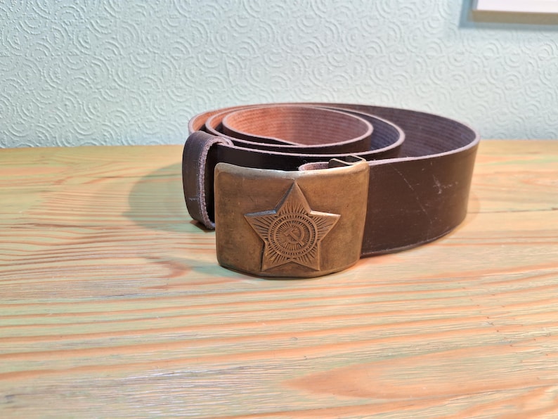 Vintage USSR Artaficial Leather Army Belt: Red Star Buckle, Cold War ...