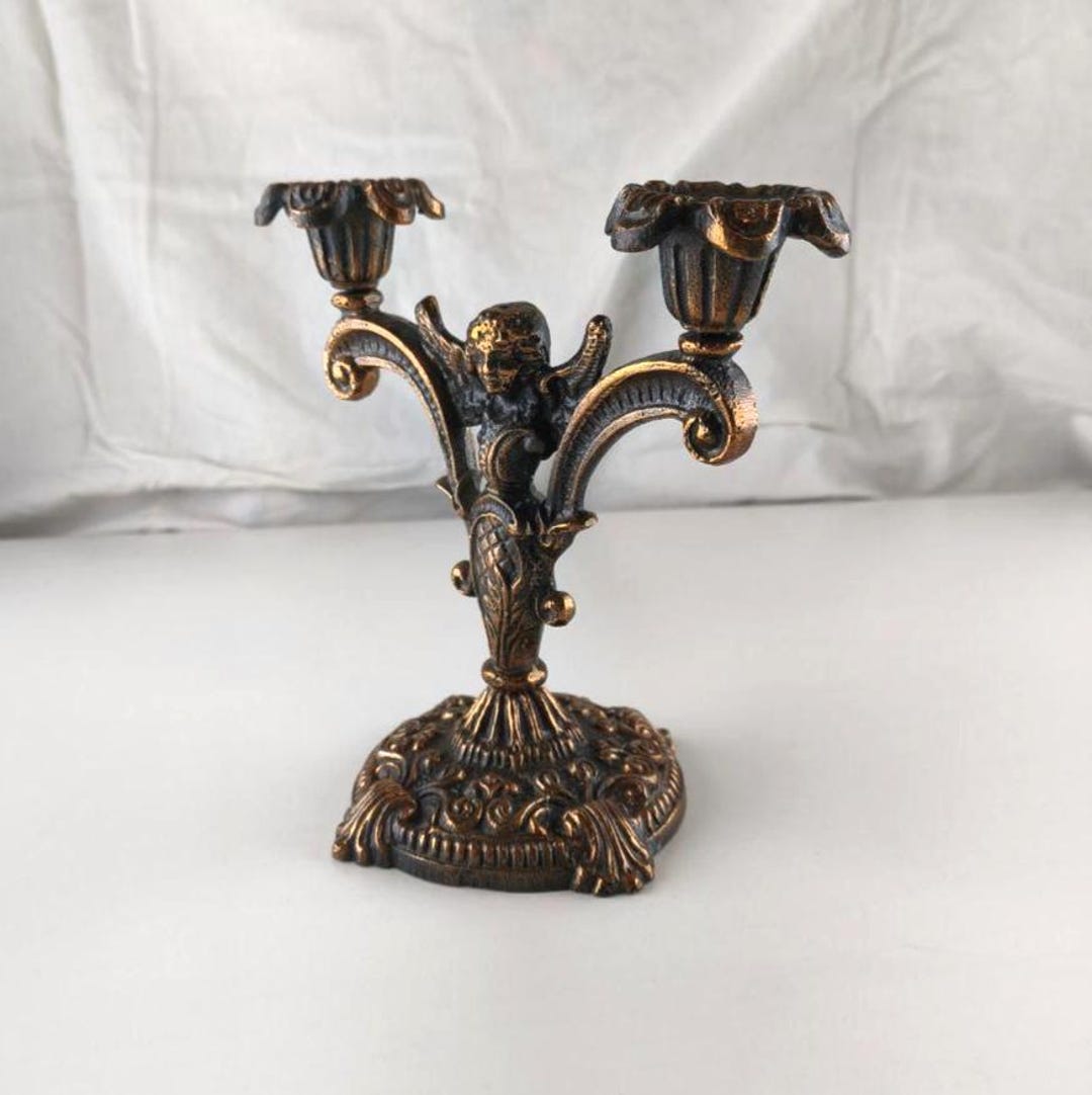 Vintage Copper Angel Candelabra | Gothic Baroque Candle Holder - Etsy