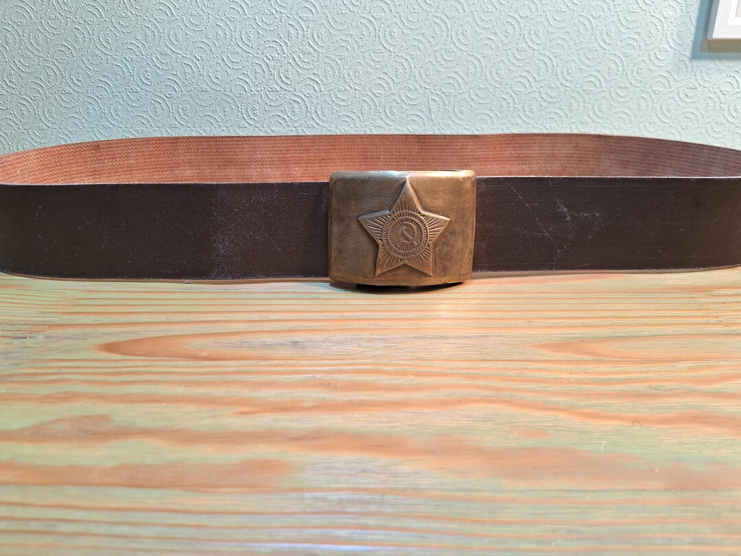 Vintage USSR Artaficial Leather Army Belt: Red Star Buckle, Cold War ...