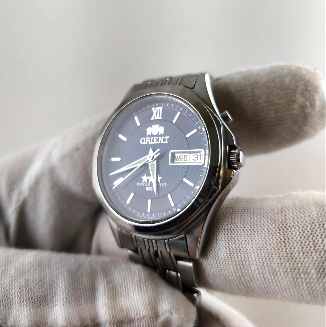 Vintage Orient Automatic Watch Day Date | Guilloché Dial Japanese Dress ...
