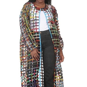 Ankara Open Weave Jacket, Ankara Tunic, Tribal Print Woven Jacket ...