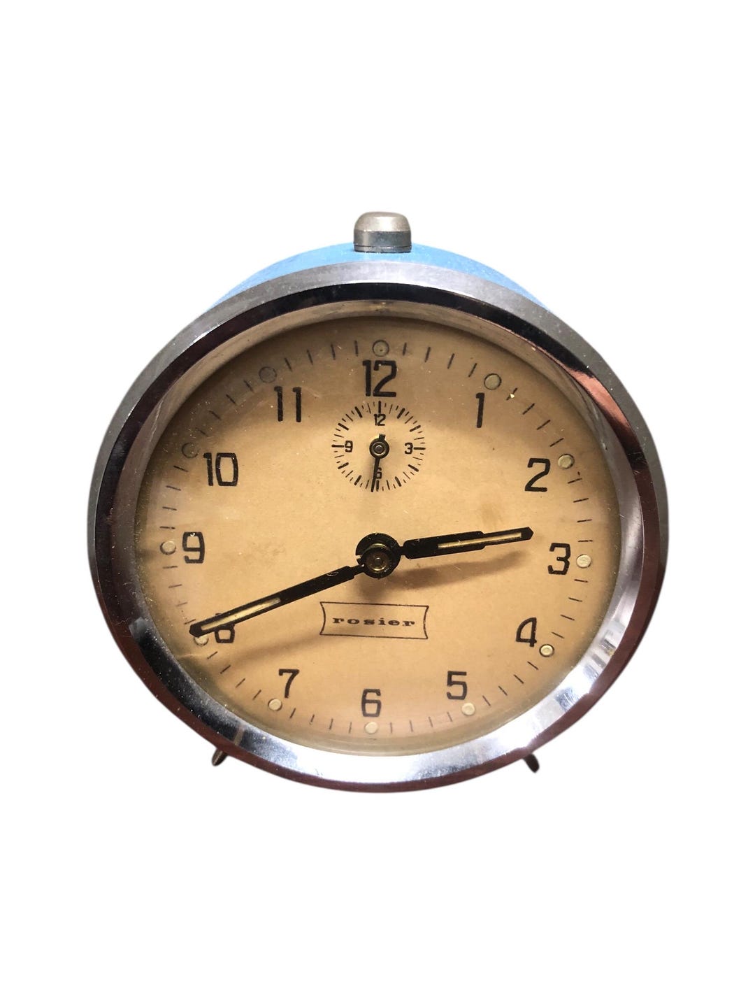 Blue Vintage Retro Alarm Clock From the 70s, Metal Alarm Clock With ...