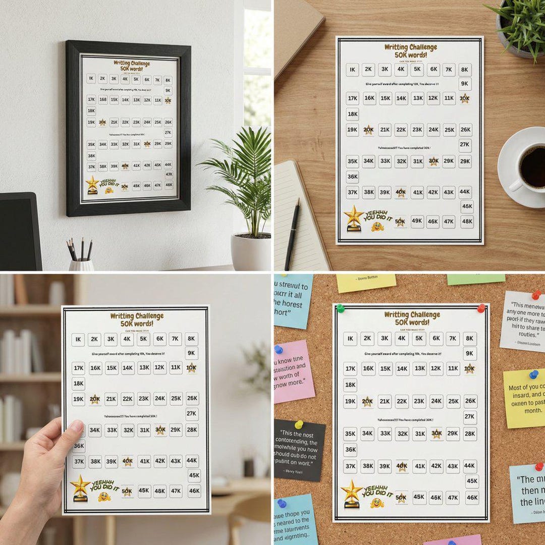 50K Word Count Tracker Printable, 50000 Challenge, 50000 Writing ...