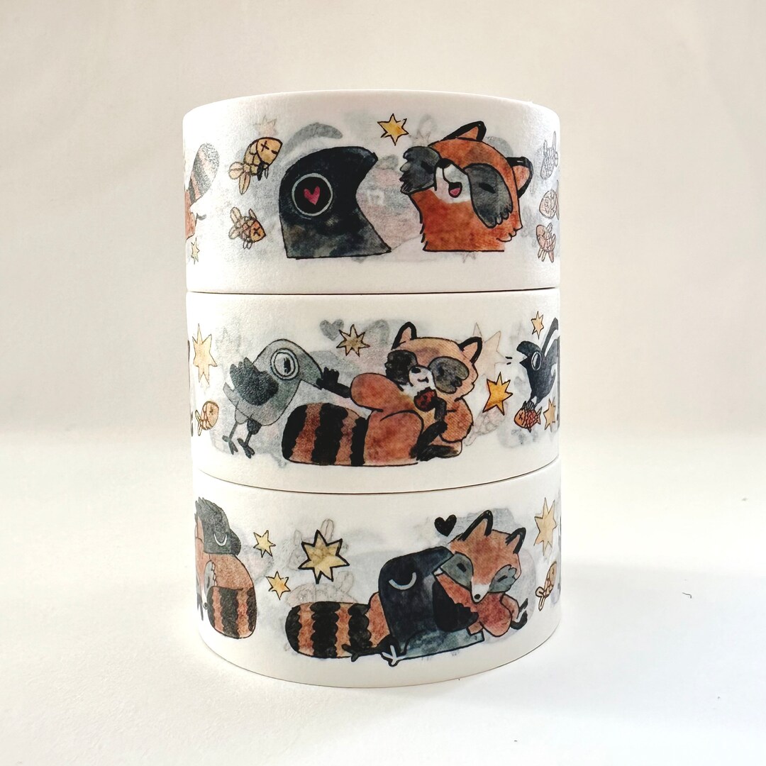 Crow and Raccoon / Pattern Washi Tape / Bookish / Calendaring Tape ...