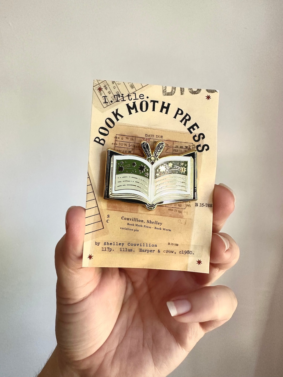 Book Moth - Enamel Pin - Book Worm - Library - Bookstore - Etsy