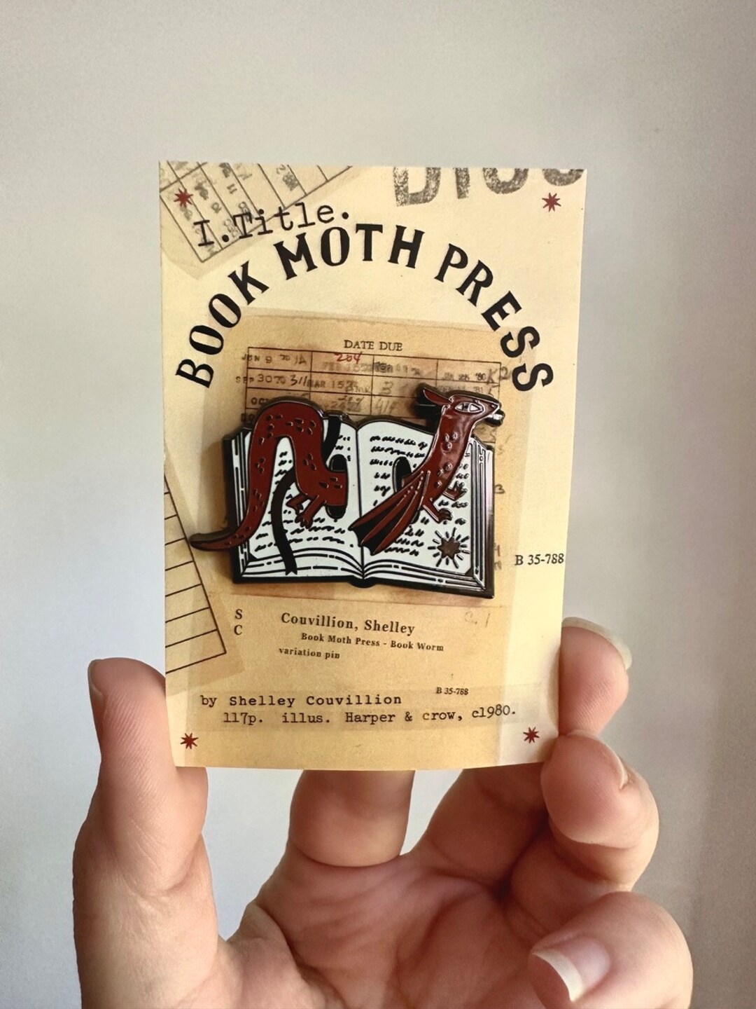 Book Wyrm (dragon) - Book Worm Enamel Pin - Etsy