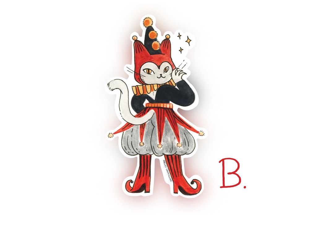 Jester Cat Sticker B - Jesters - Clown - Renaissance Faire - Medieval ...