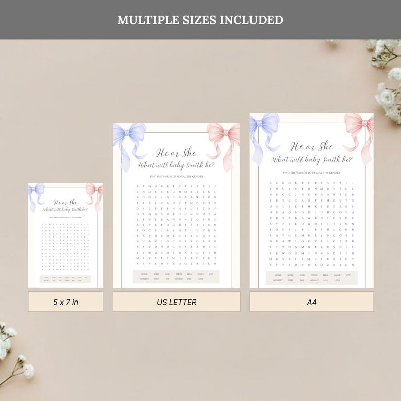 Gender Reveal Word Search Puzzle – Boy or Girl Reveal (printable ...
