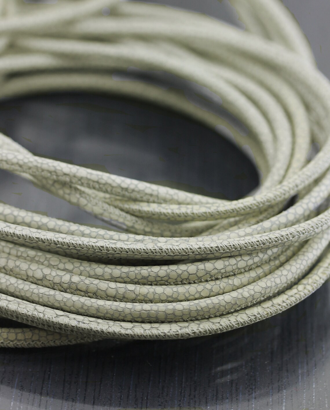 White Leather Cord 4mm, Gray Leather Cord, Imitation Stingray Leather ...