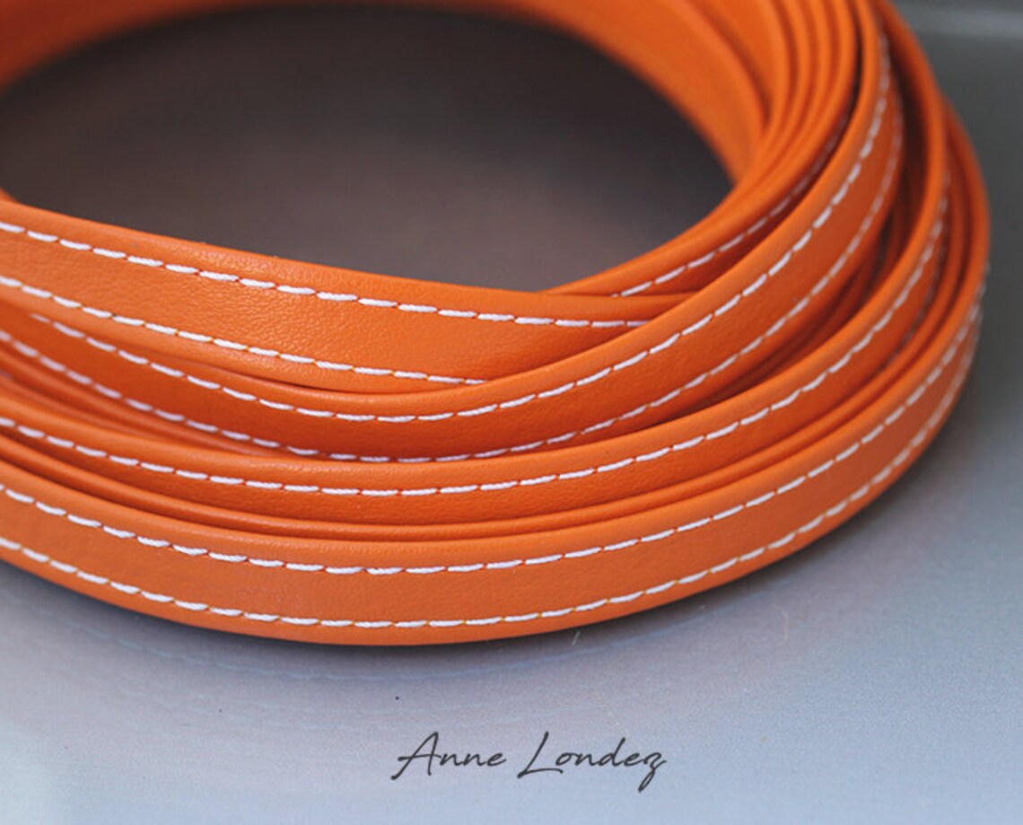 Orange Leather Strap 10x2mm Orange Flat Leather Cord Leather | Etsy
