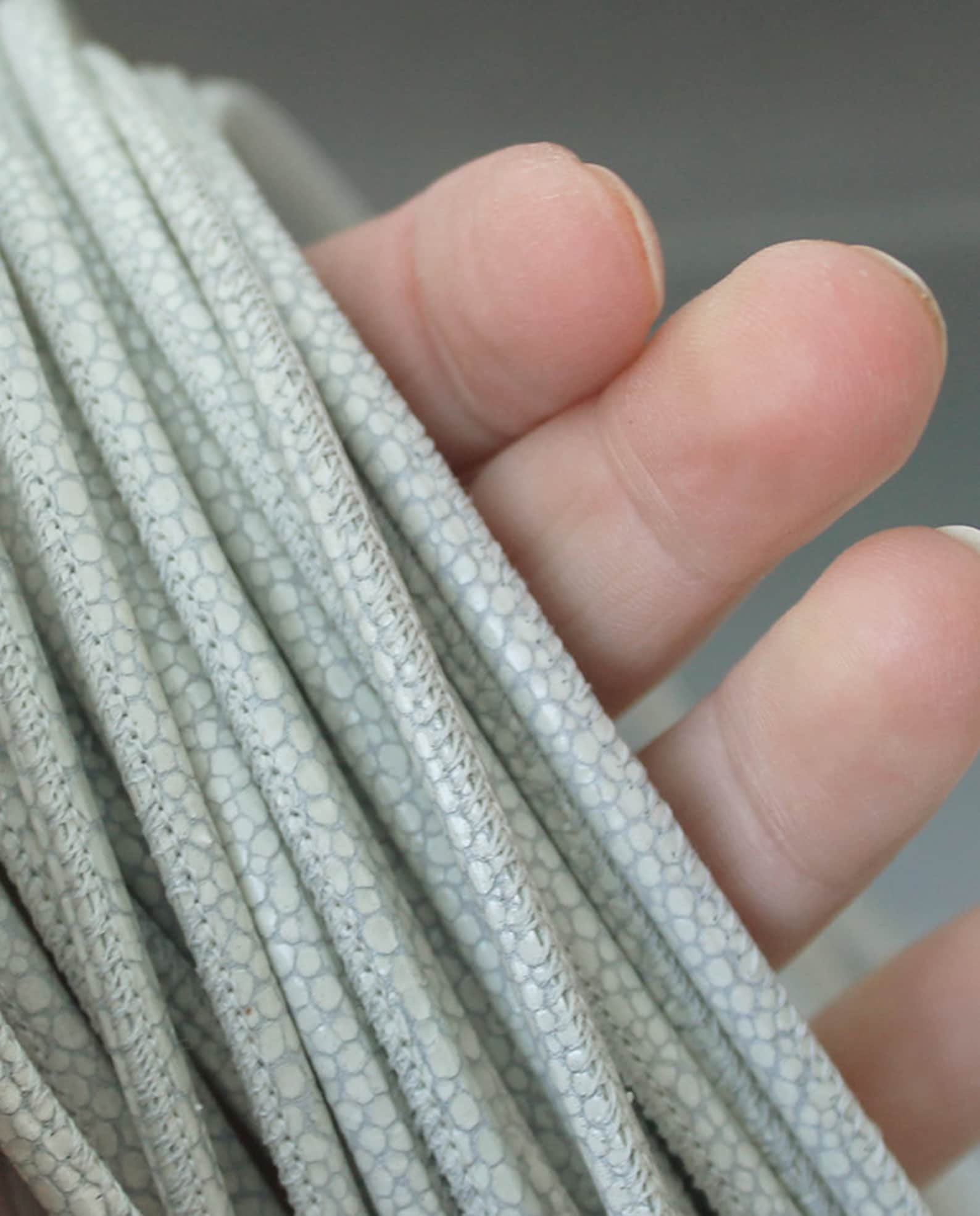 White Leather Cord 4mm, Gray Leather Cord, Imitation Stingray Leather ...