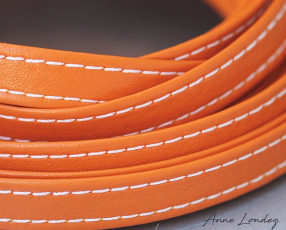 Orange Leather Strap 10x2mm Orange Flat Leather Cord Leather | Etsy