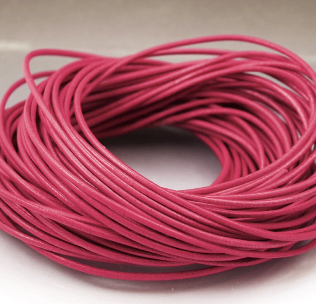 2mm Hot pink leather cord 8 inches Raspberry pink leather cord 2 mm ...