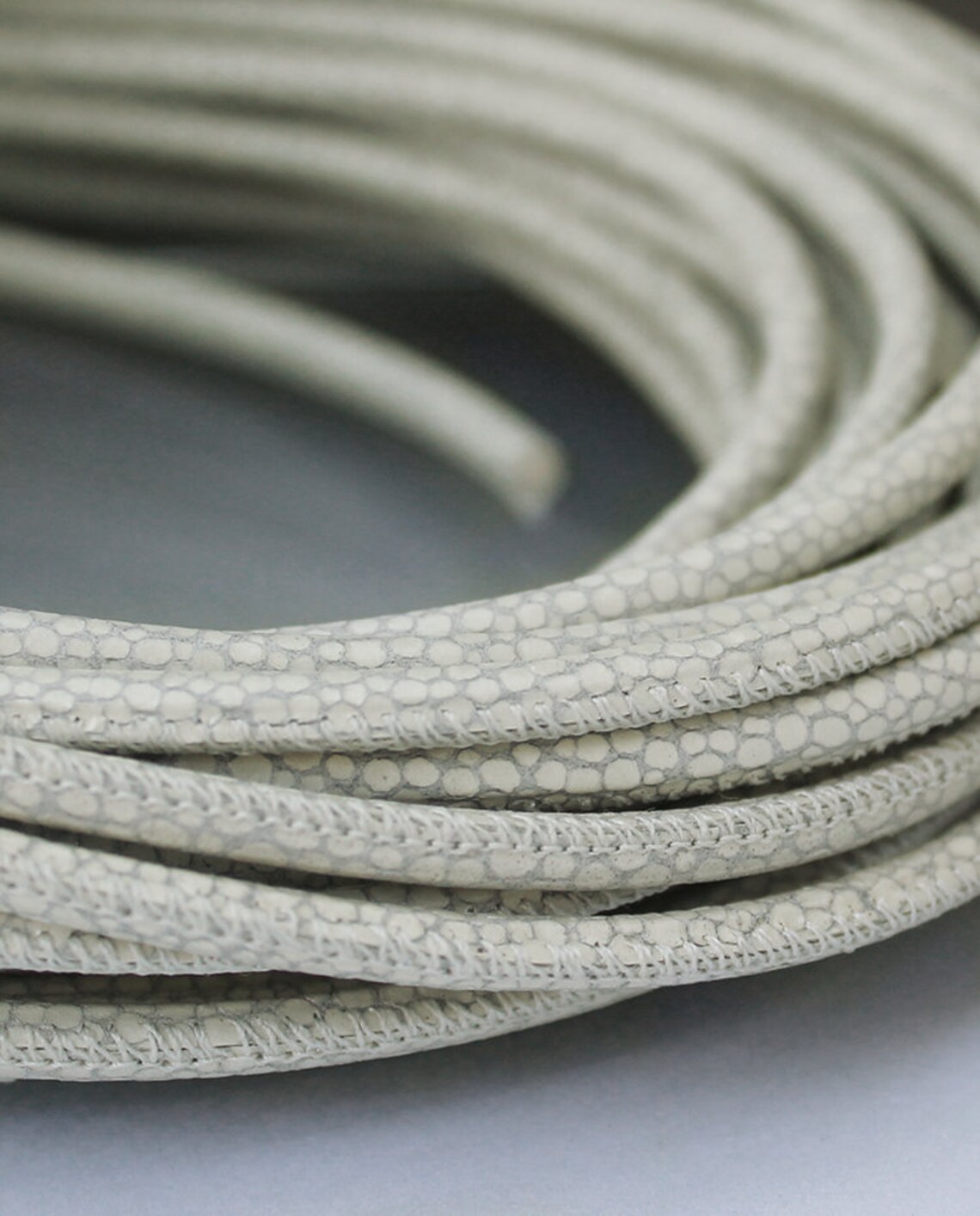 White Leather Cord 4mm, Gray Leather Cord, Imitation Stingray Leather ...