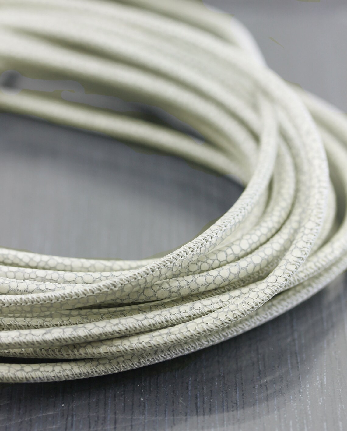 White Leather Cord 4mm, Gray Leather Cord, Imitation Stingray Leather ...