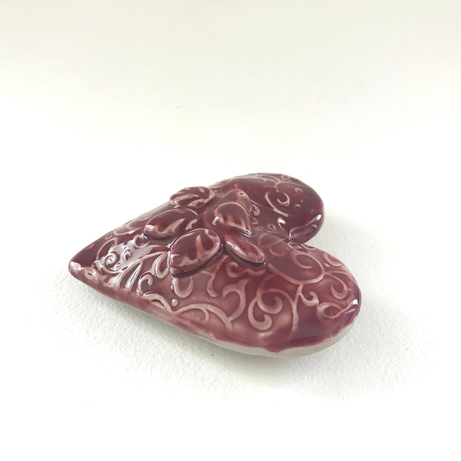 Red Ceramic Heart Rattle Decorative Heart Paperweight | Etsy