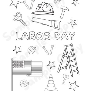 Labor Day Coloring Pages: 3-page Printable Bundle (PDF Download) - Etsy