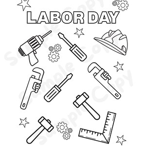 Labor Day Coloring Pages: 3-page Printable Bundle (PDF Download) - Etsy