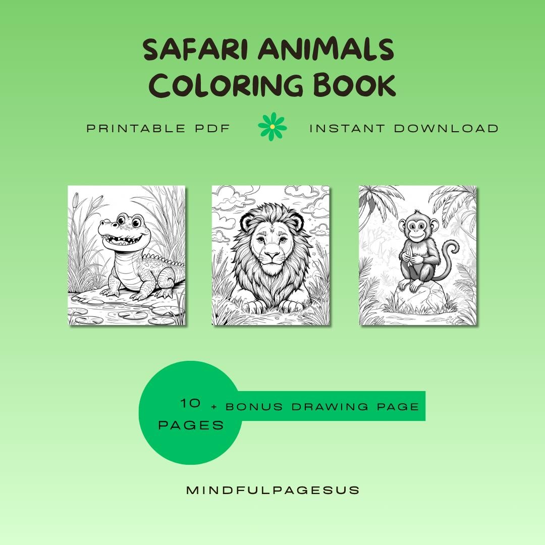 10 Coloring Pages With Safari Animals Coloring for Adults Coloring for ...