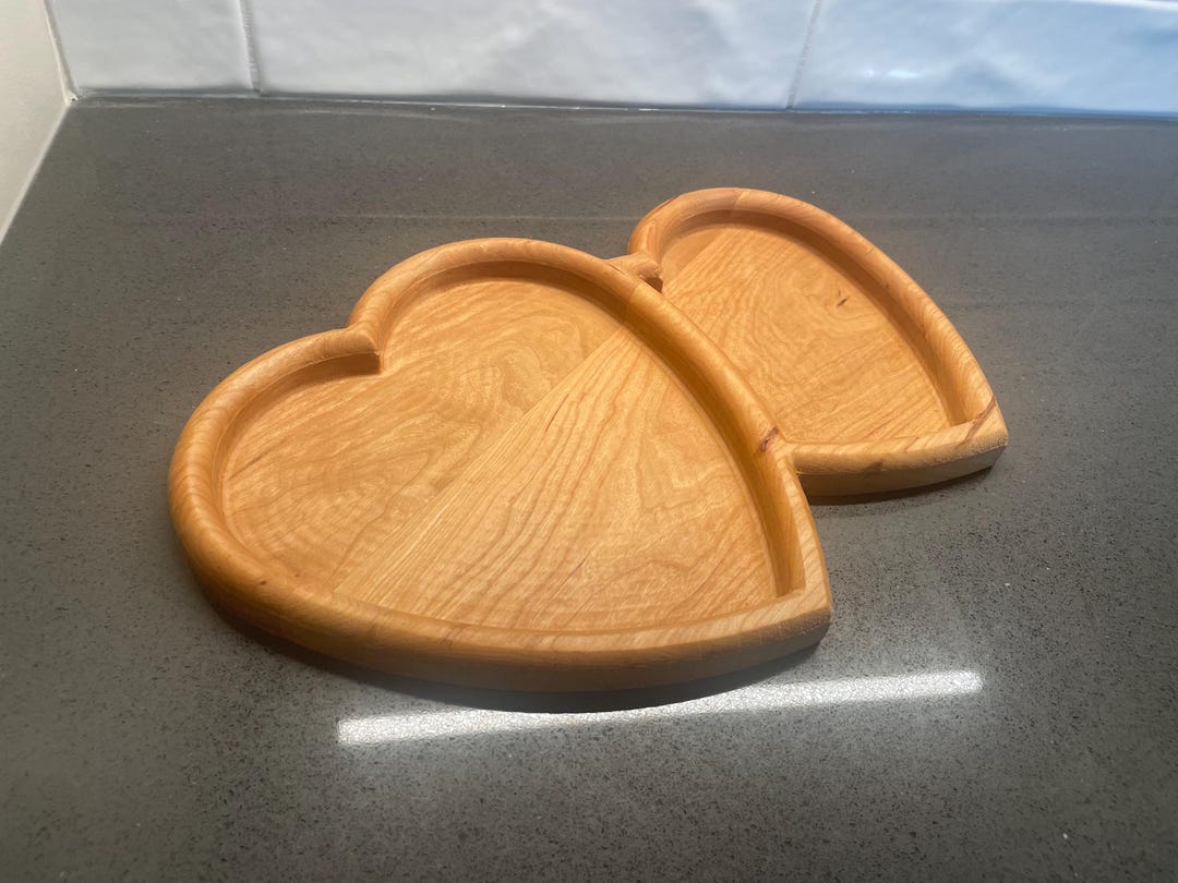 Solid Wood Two Hearts Tray - Etsy
