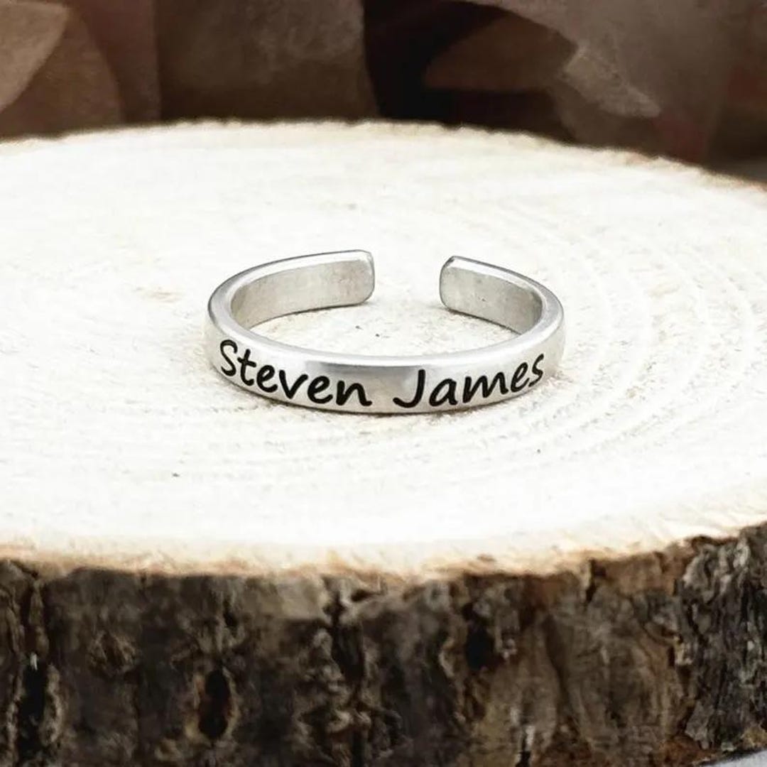 Personalized Sterling Silver Name Ring, Custom Engraved Open Band - Etsy