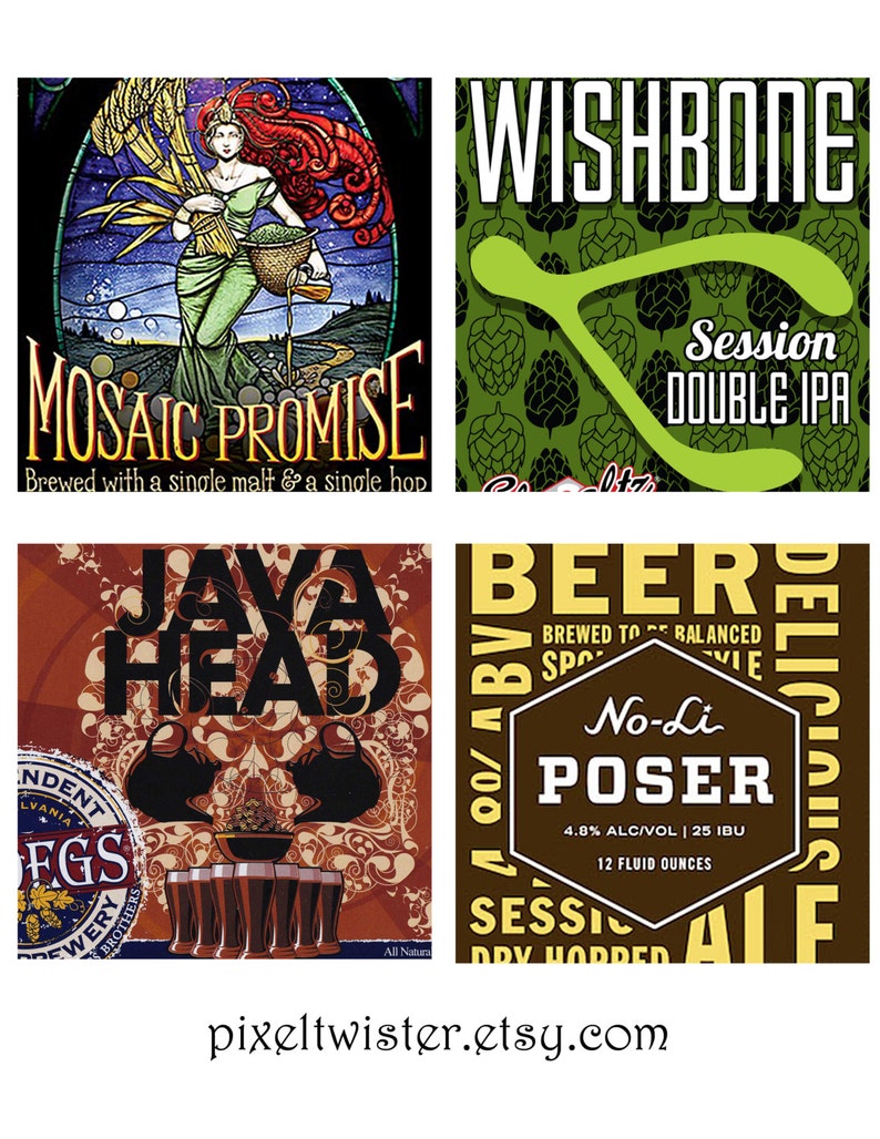 Beer Logo Label IPA Coasters Can Art Instant Download 4 Inch Squares 5 ...