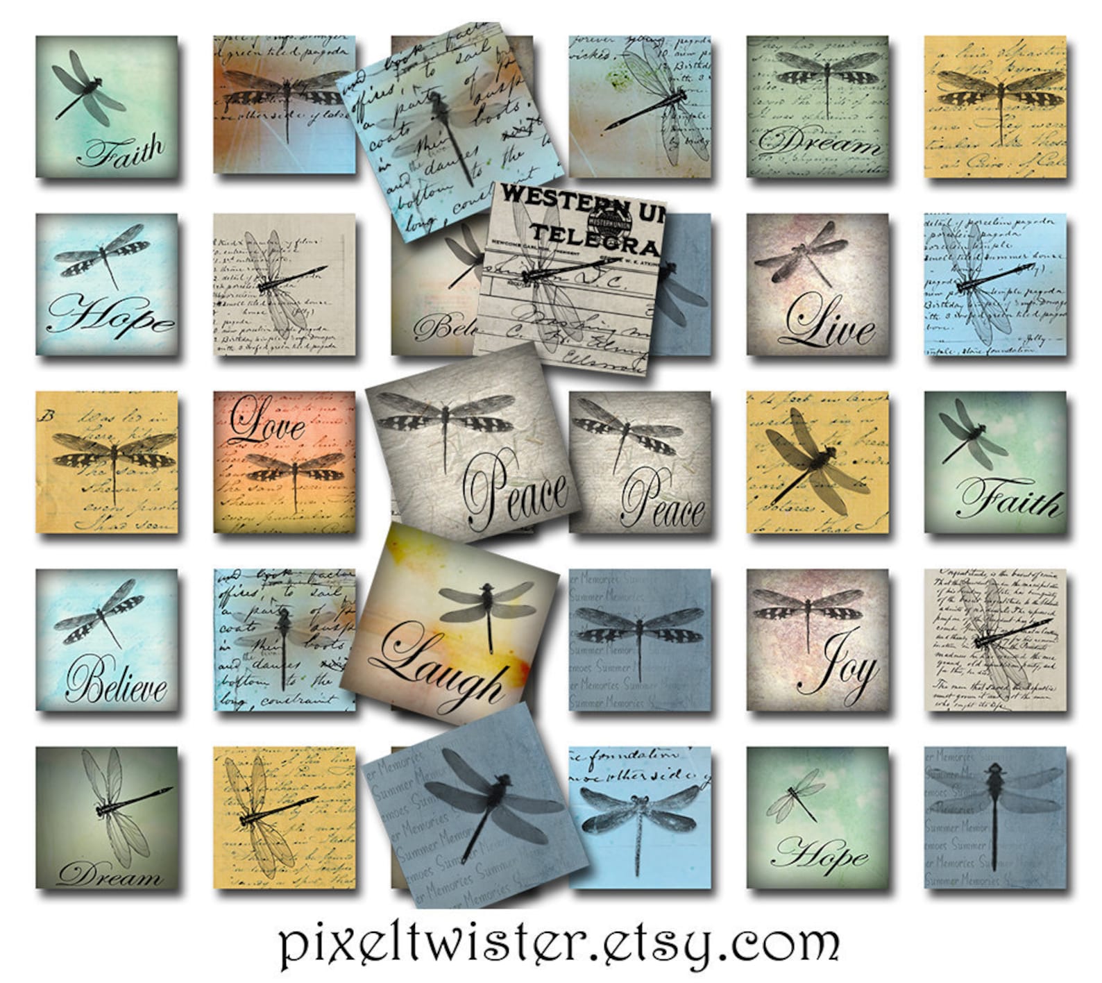 Dragonflies Ephemera Inspirational Square Instant Download for - Etsy