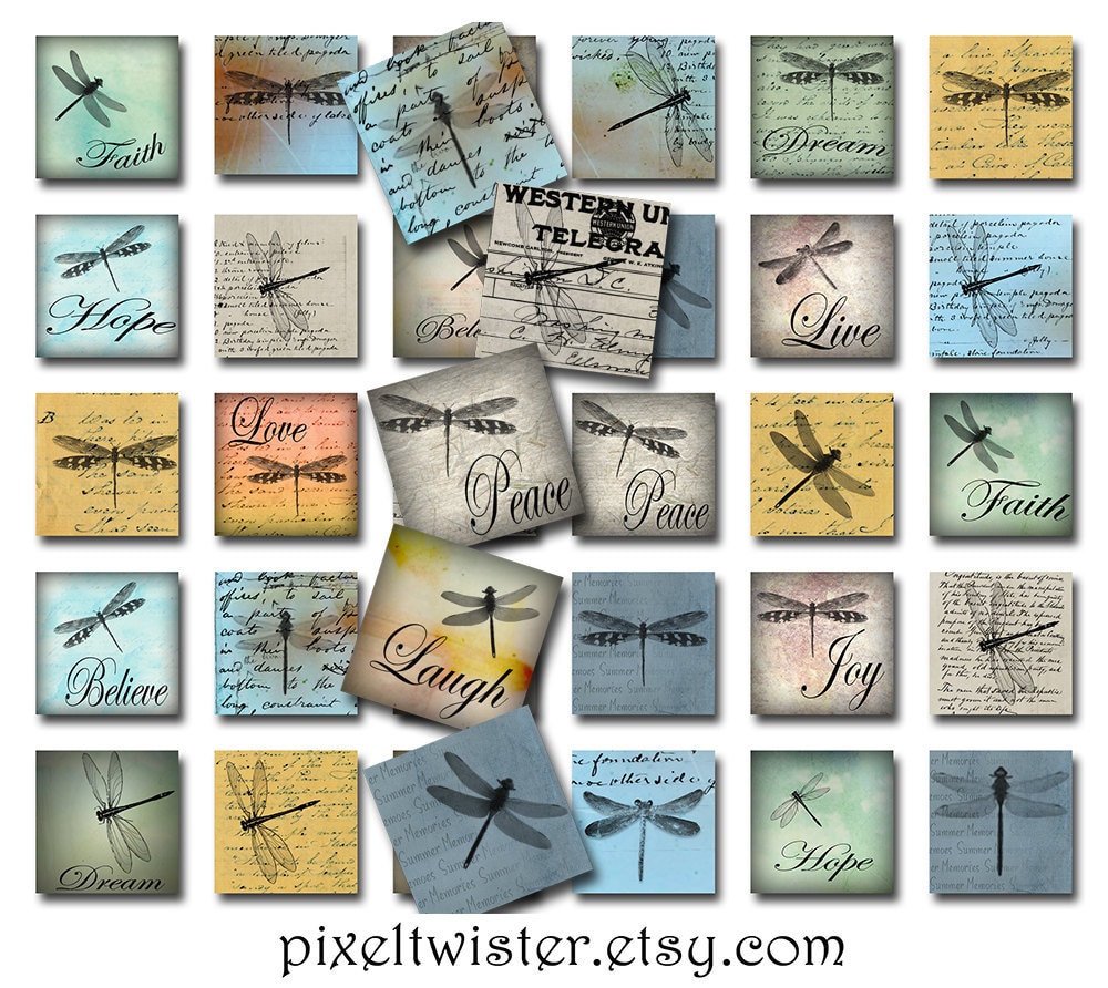 Dragonflies Ephemera Inspirational Square Instant Download for - Etsy