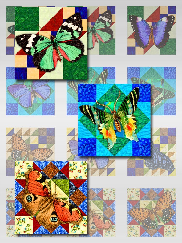 Butterfly Quilt Blocks Square Instant Download Glass Resin - Etsy