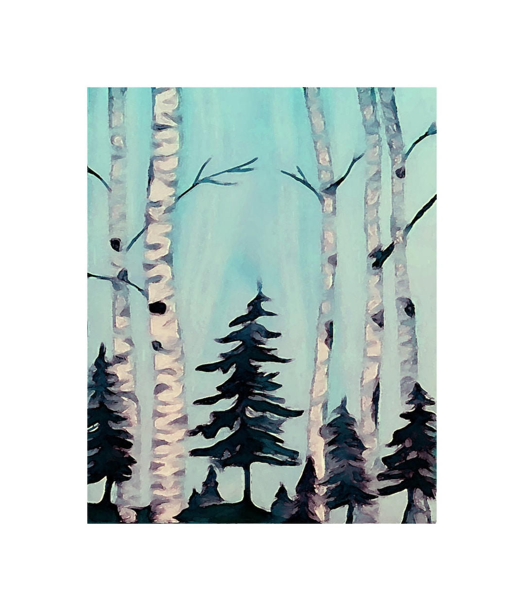 Winter Birch Tree, Watercolor Art Landscape Print, Printable Wall Decor ...