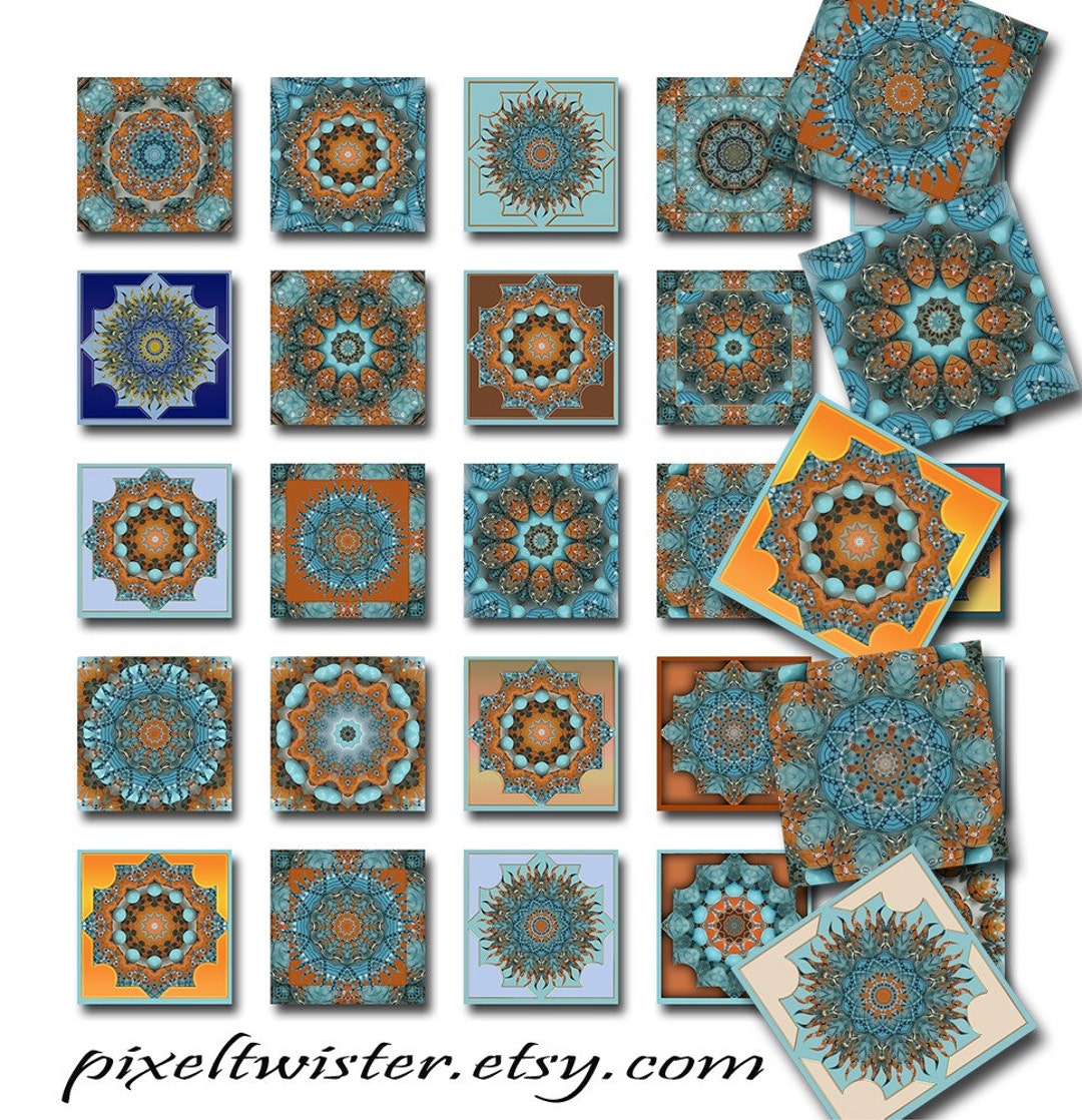 Mandala Square Tiles Instant Download 1 and 2 Inch Resin Glass - Etsy
