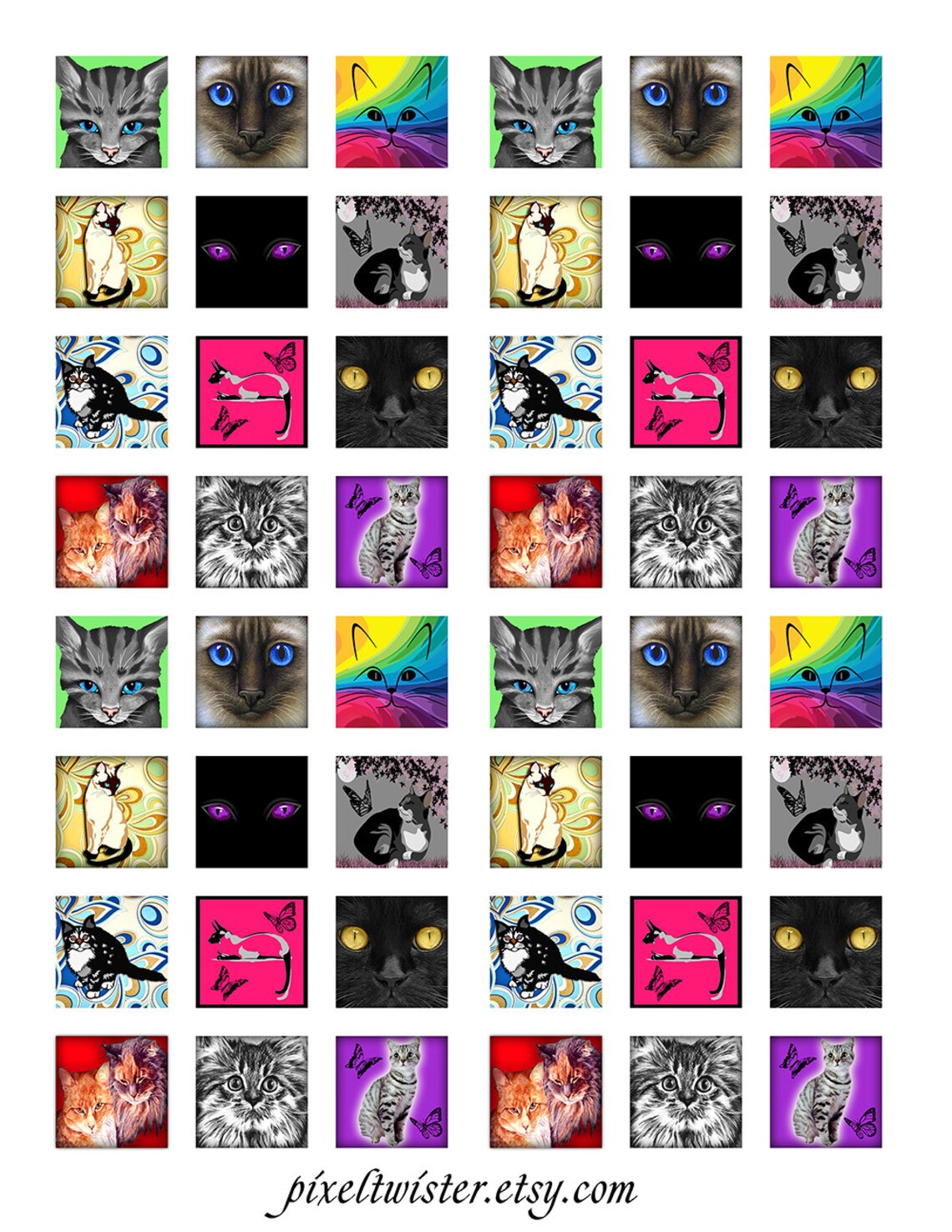 Cats Square Instant Download 1 and 2 Inch Resin Glass Scrabble Tile ...