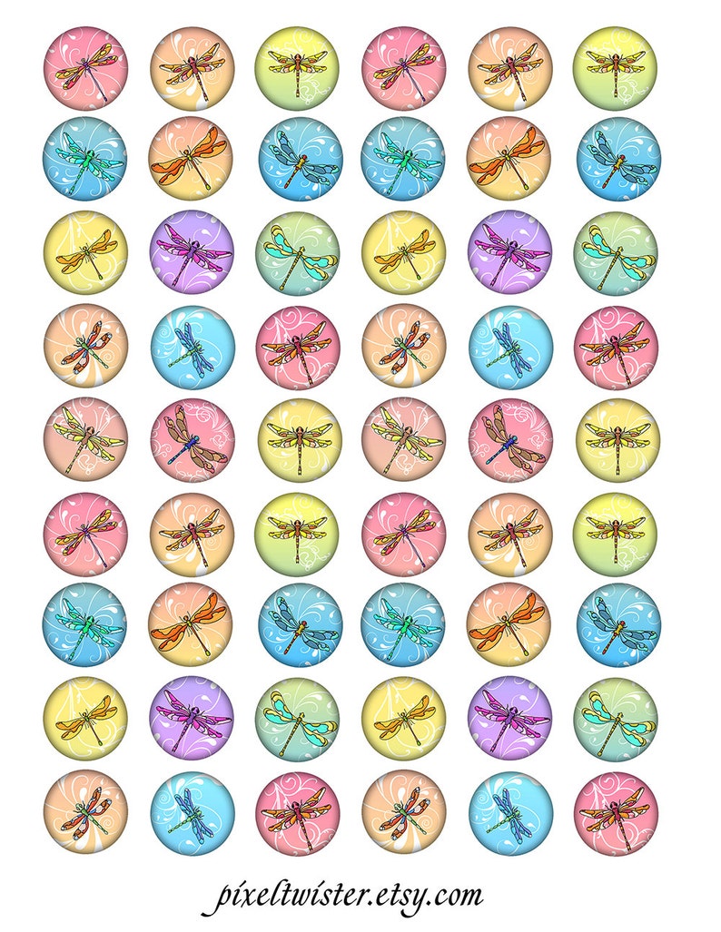 Dragonfly Round Circle Pastel Colors White Swirls Instant Download ...