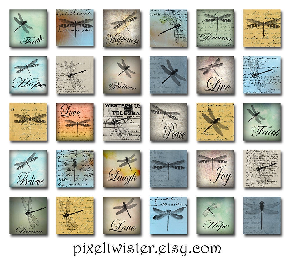 Dragonflies Ephemera Inspirational Square Instant Download for - Etsy