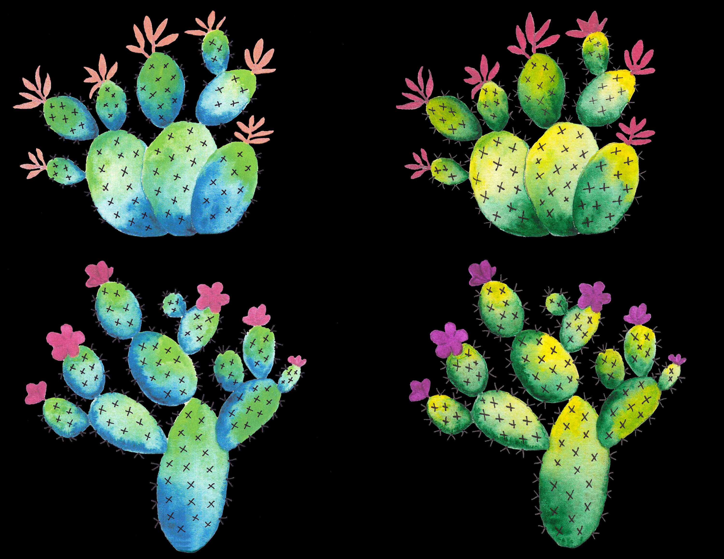 Watercolor Cactus Clip Art Hand Painted PNG Digital DIY | Etsy