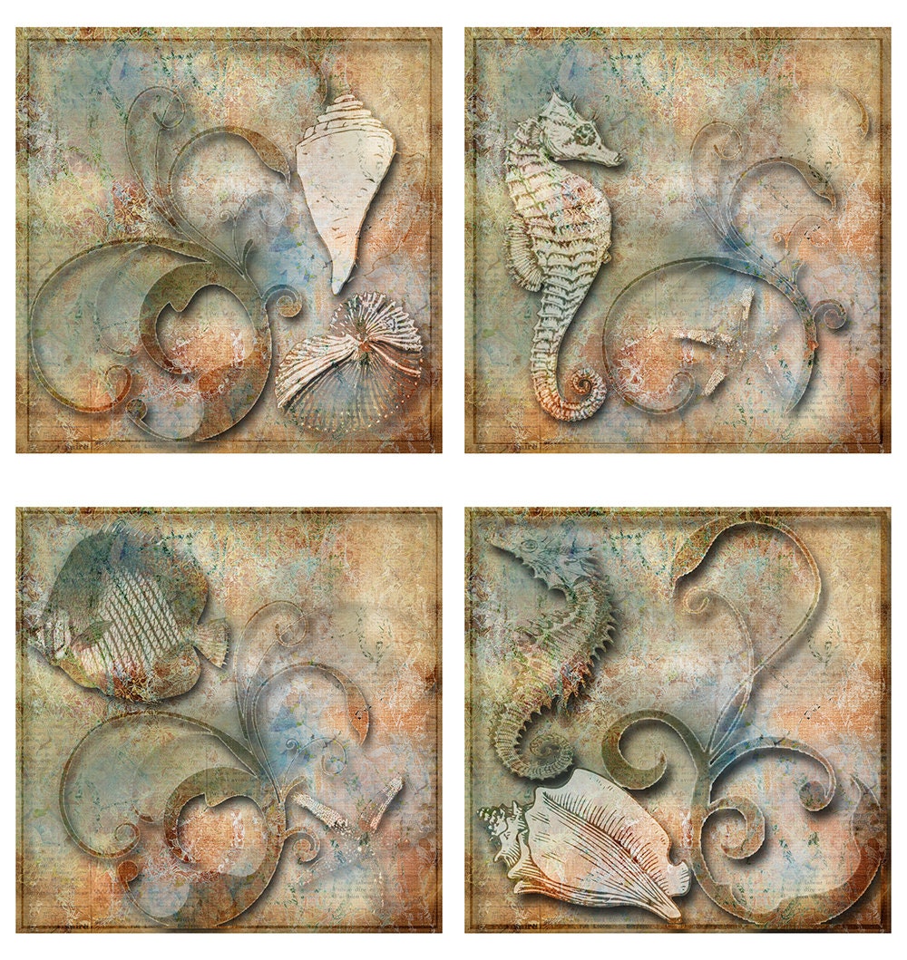 Ocean Sea Theme, Fish Shells Starfish Seahorse, Instant Download ...