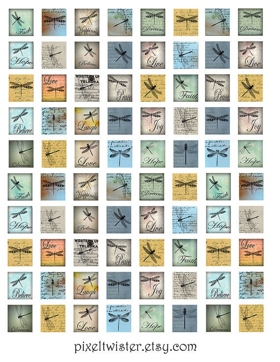Dragonflies Ephemera Inspirational Square Instant Download for - Etsy